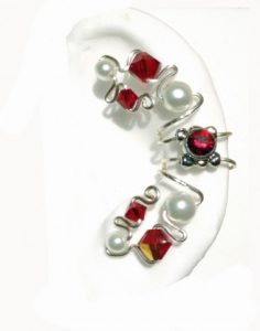 Ruby Red Ear Cuff Wrap with Center Jewel