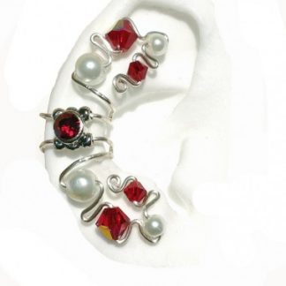 Ruby Red Ear Cuff Wrap with Center Jewel